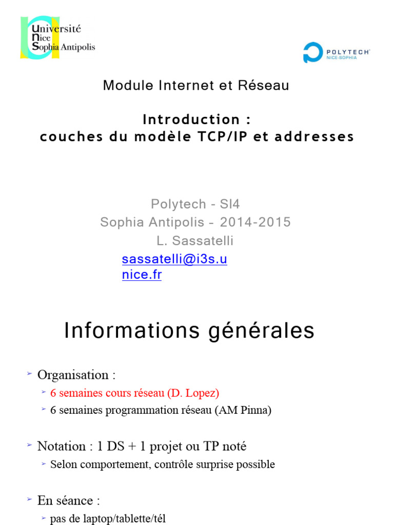 CoursSI4_2014 | PDF | Adresse IP | Protocoles Internet