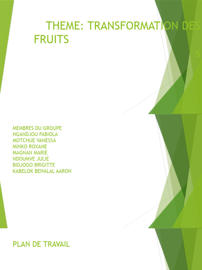 Transformation des Fruits : Guide Complet | PDF | Sciences et mathématiques