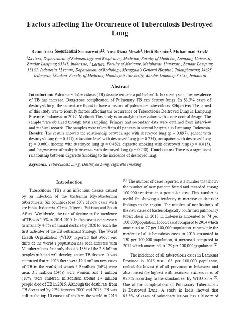 Bagi Retno Ariza Soeprihatini Soemarwoto (Inatime) | PDF | Tuberculosis ...
