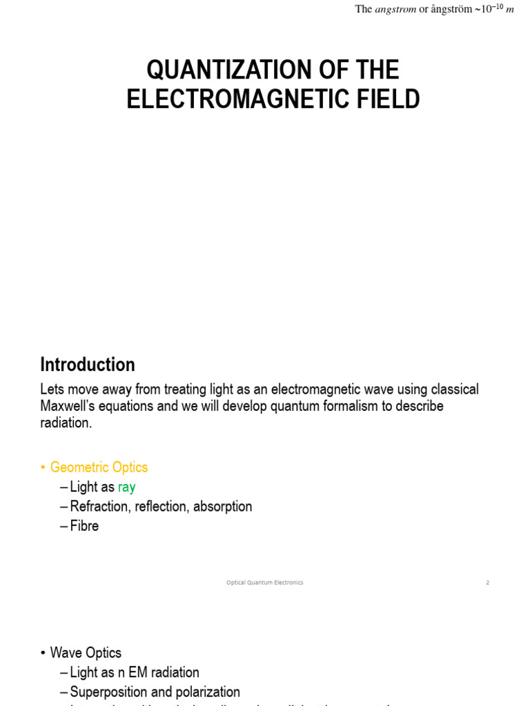 Electromagnetic Fields and Their Quantizations | PDF | Hamiltonian (Quantum Mechanics) | Quantum ...