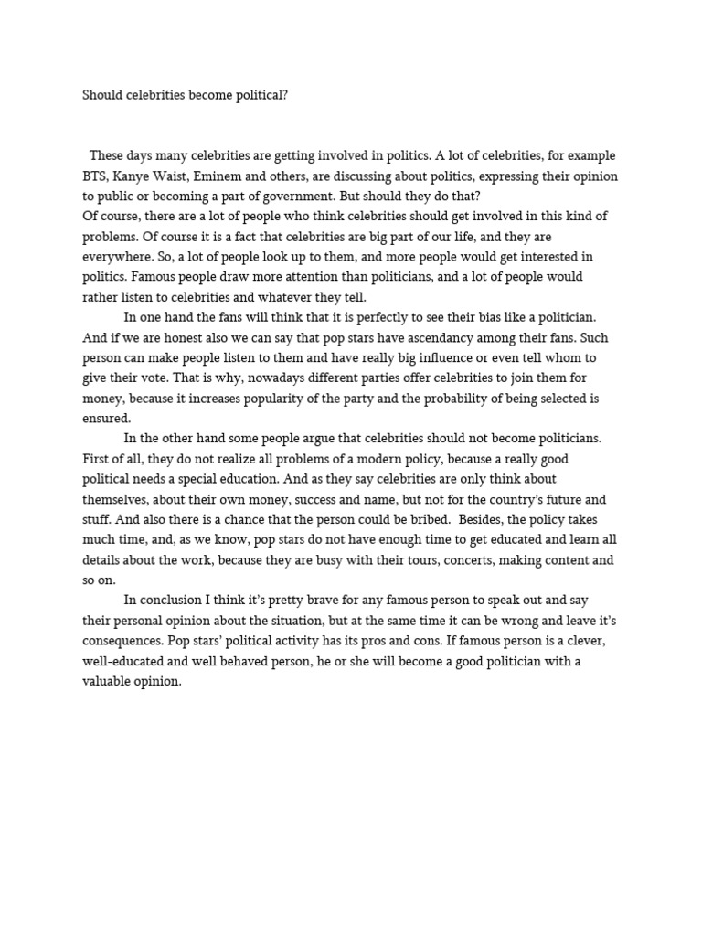 Should Celebrities Become Political | PDF | Social Science