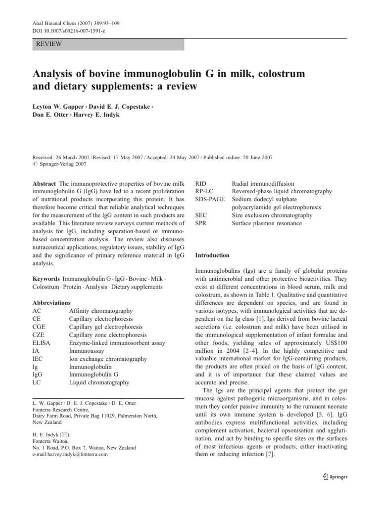 Bovine IgG Milk Colostrum Dietary Supplement Analysis Review Gapper ...