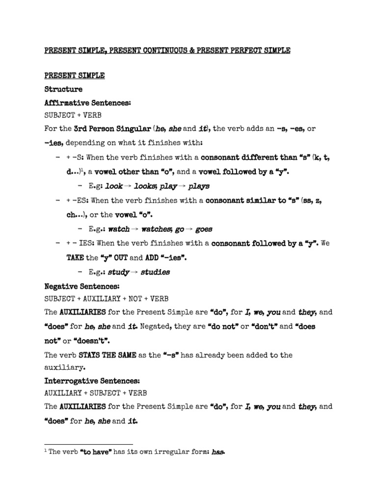 Present Tense Grammar Guide | PDF | Verb | Consonant