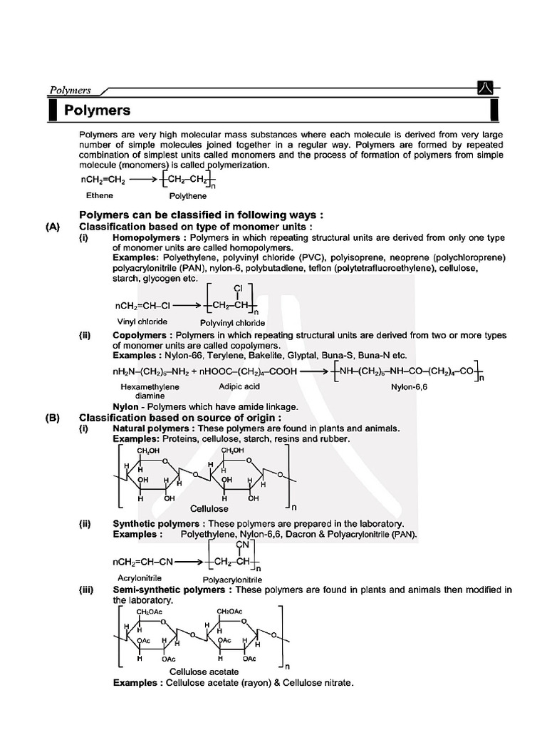 Polymers Theory Sheet | PDF
