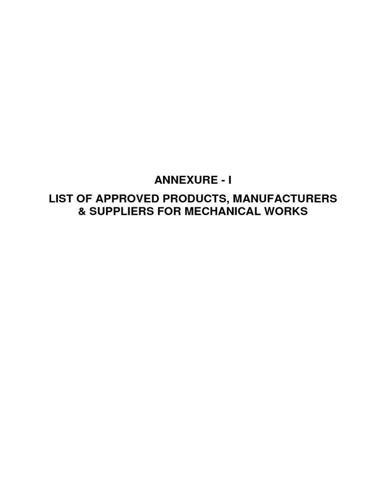 Approved Mechanical Products List | PDF | Hydraulics | Gas Technologies