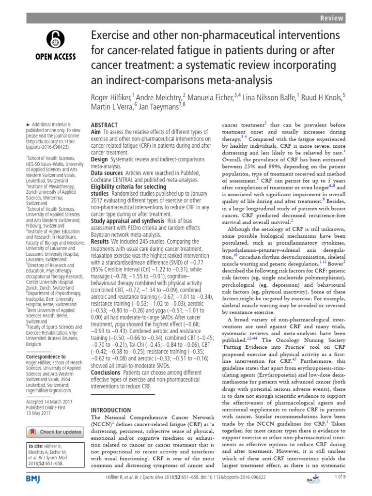 Exercise And Other Non Pharmaceutical Interventions 2018 Pdf Meta