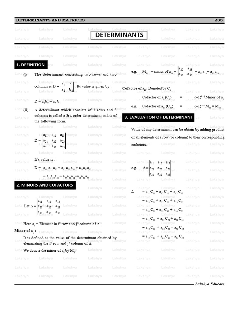 Determinants and Matrices Explained | PDF | Determinant | Matrix ...