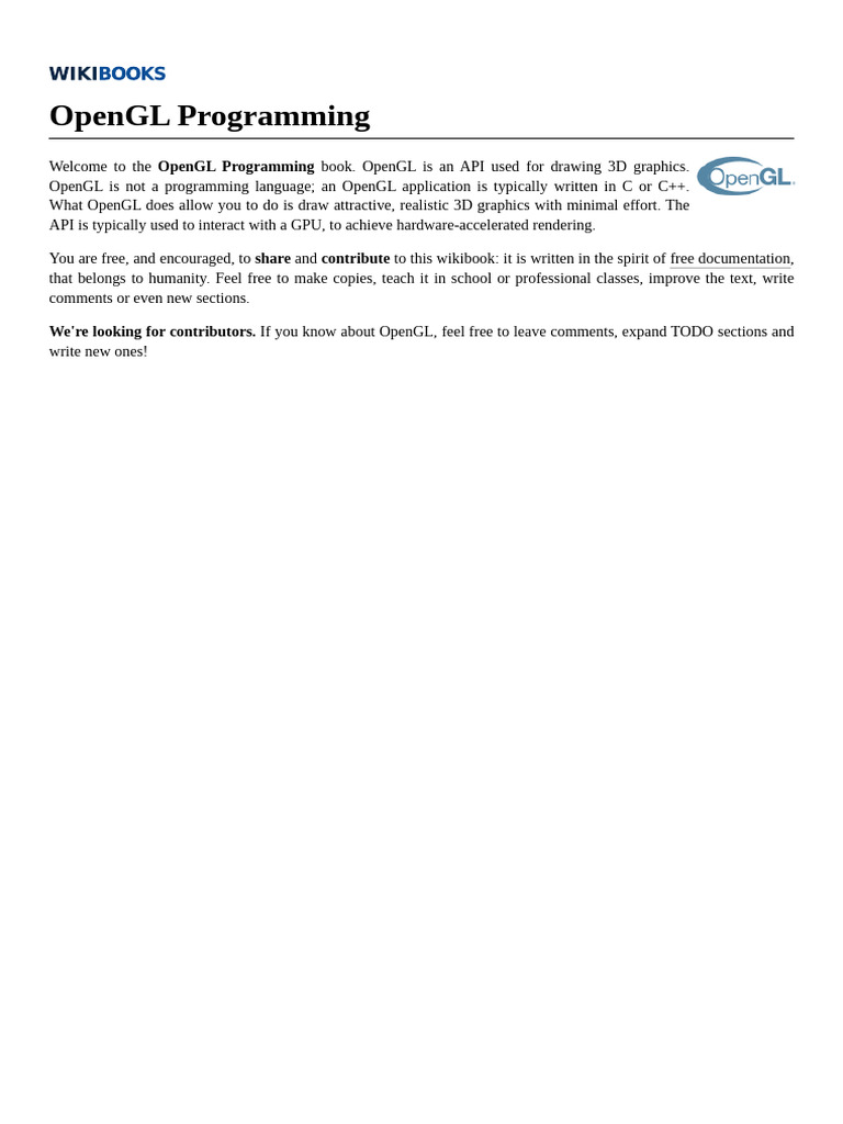 Opengl Programming Wikibooks Open Books For An Open World Pdf Shader Web Gl 