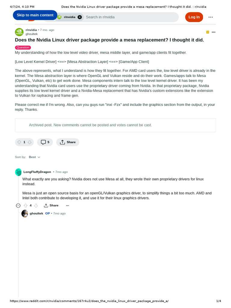 Does The Nvidia Linux Driver Package Provide A Mesa Replacement - I ...