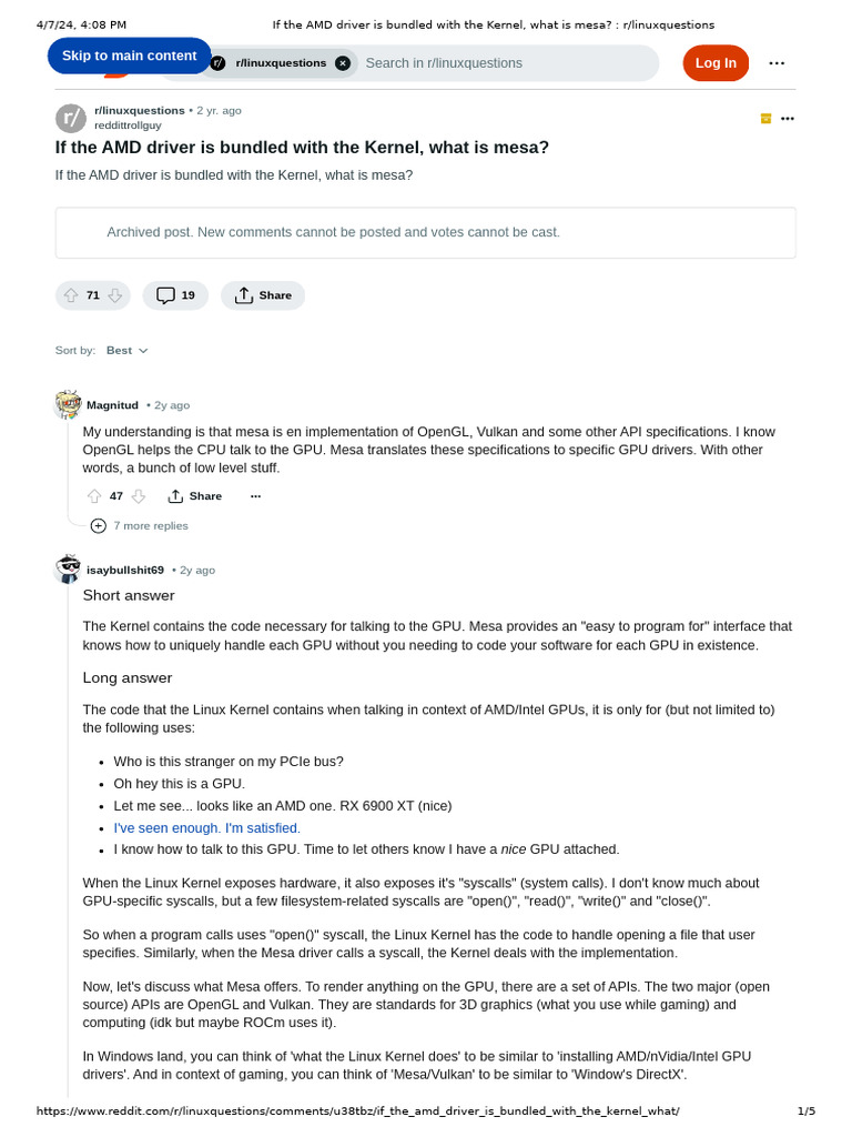 If The AMD Driver Is Bundled With The Kernel, What Is Mesa - R - Linuxquestions | PDF | Graphics ...
