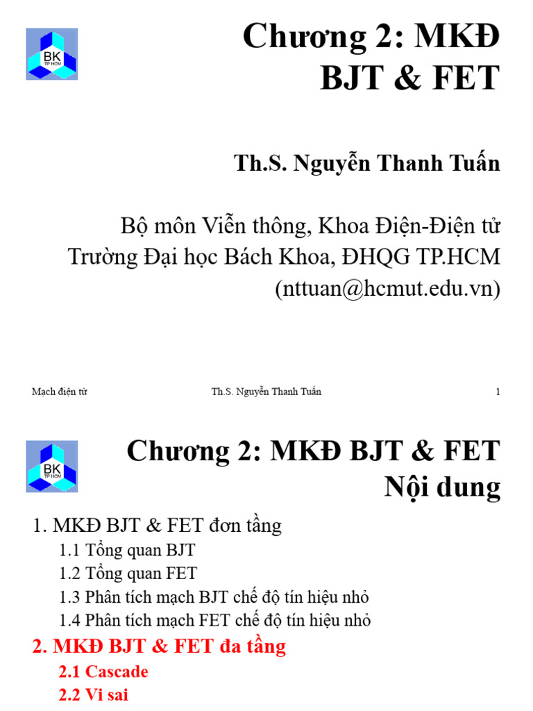 MDT - C2B - BJT - FET - Da Tang - 01012024 - SV | PDF