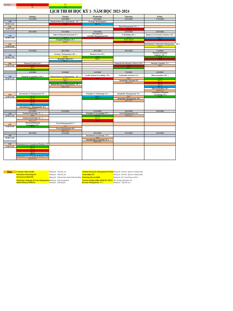 FINAL EXAM TIMETABLE - Semester I - 23-24-FINAL VERSION Updated 26.10. ...