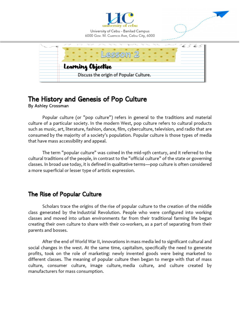 The Evolution of Popular Culture | PDF | Popular Culture | Social ...