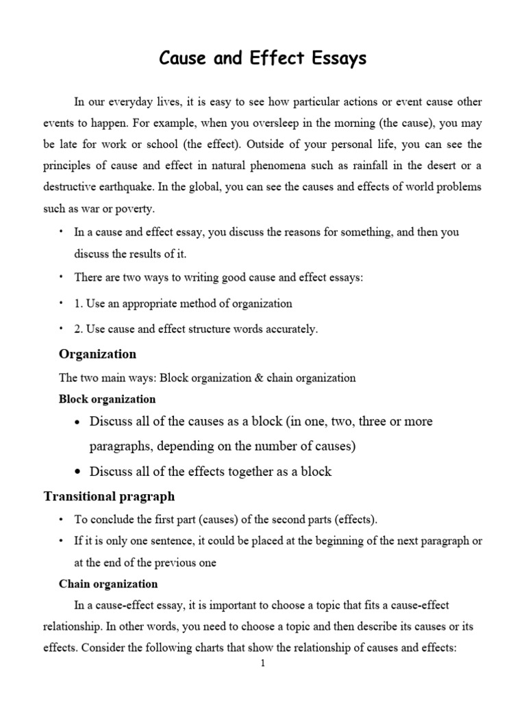Cause And Effect Essays Pdf Causality