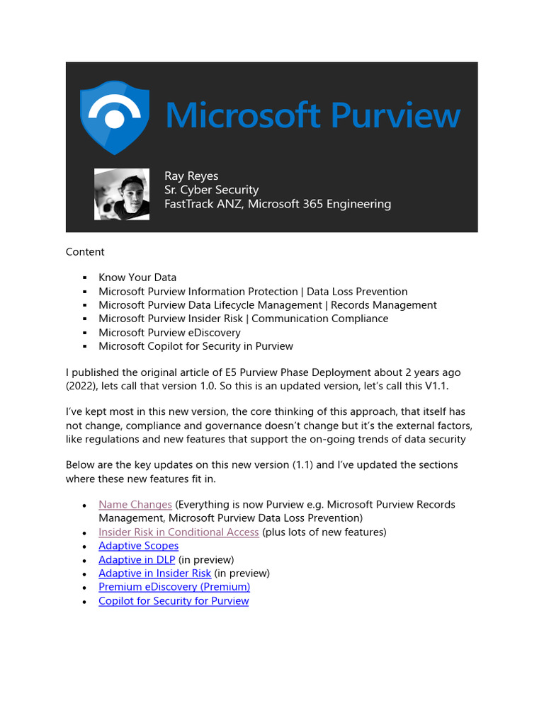 Microsoft Purview E5 Deployment Guide V1.1 | PDF | Computer File ...