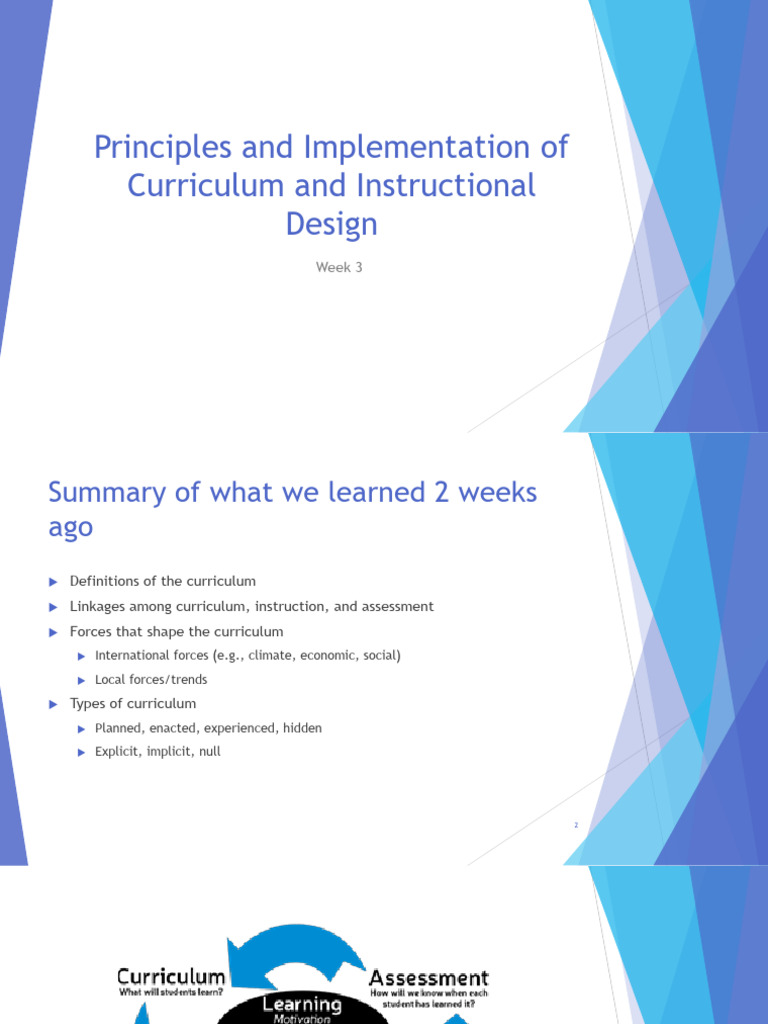 Principles and Implementation of Curriculum and Instructional Design ...