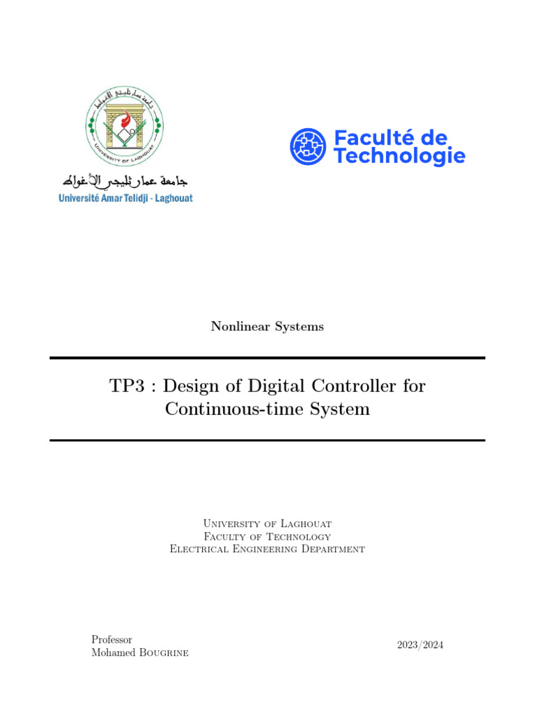TP3 Digital Control | PDF | Control Theory | Steady State