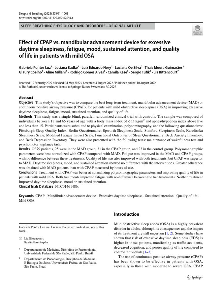 CPAP Vs MAD | PDF | Sleep Apnea | Human Diseases And Disorders