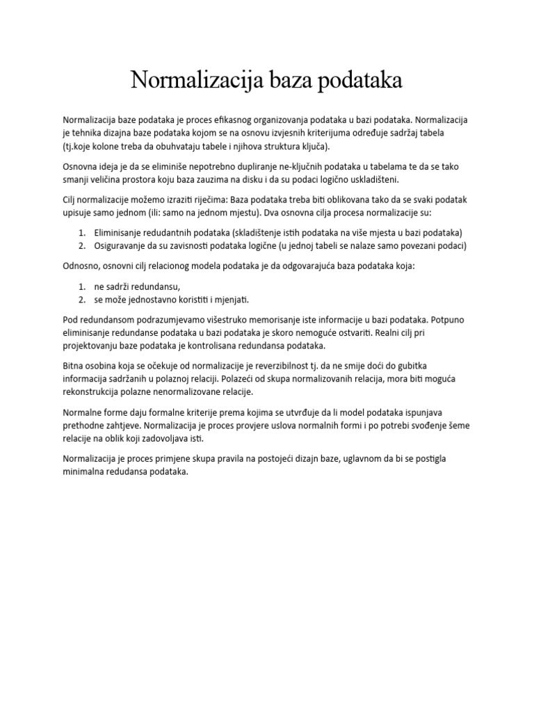 20.normalizacija Baza Podataka | PDF