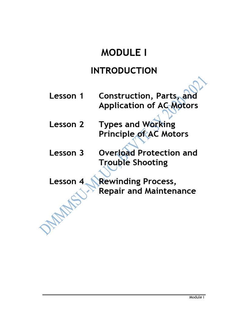 Elec 107 Module 1 | PDF | Electric Motor | Electromagnetic Induction