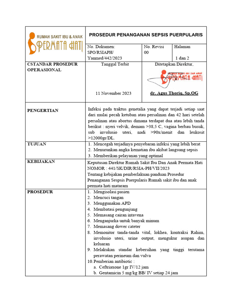 Prosedur Sepsis Puerperalis | PDF | Pengembangan Diri | Kesehatan Holistik