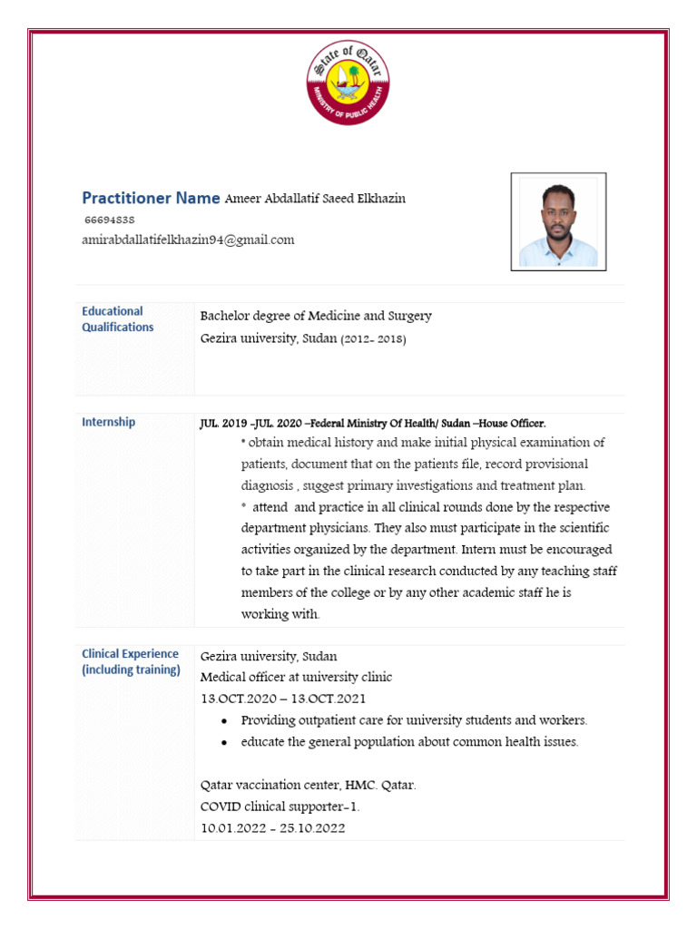 Ameer CV | PDF | Physician | Internal Medicine