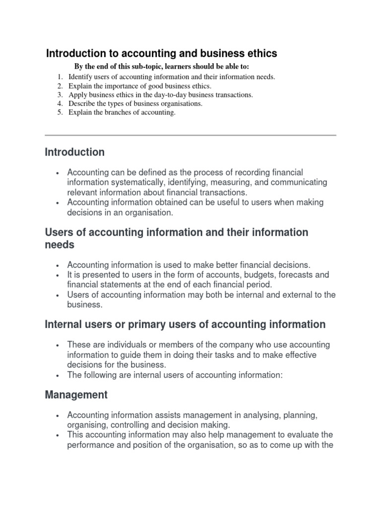 Accounting and Business Ethics Overview | PDF | Limited Company ...