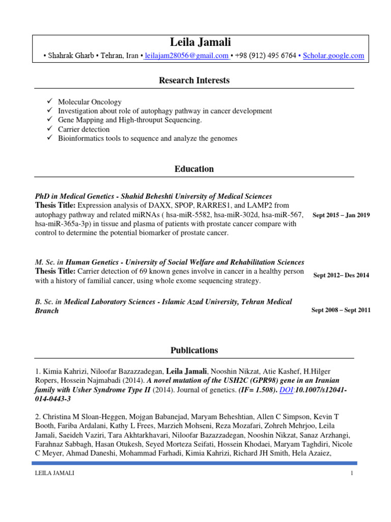 ِLeila-New CV-1402 | PDF | Dna Sequencing | Genetics