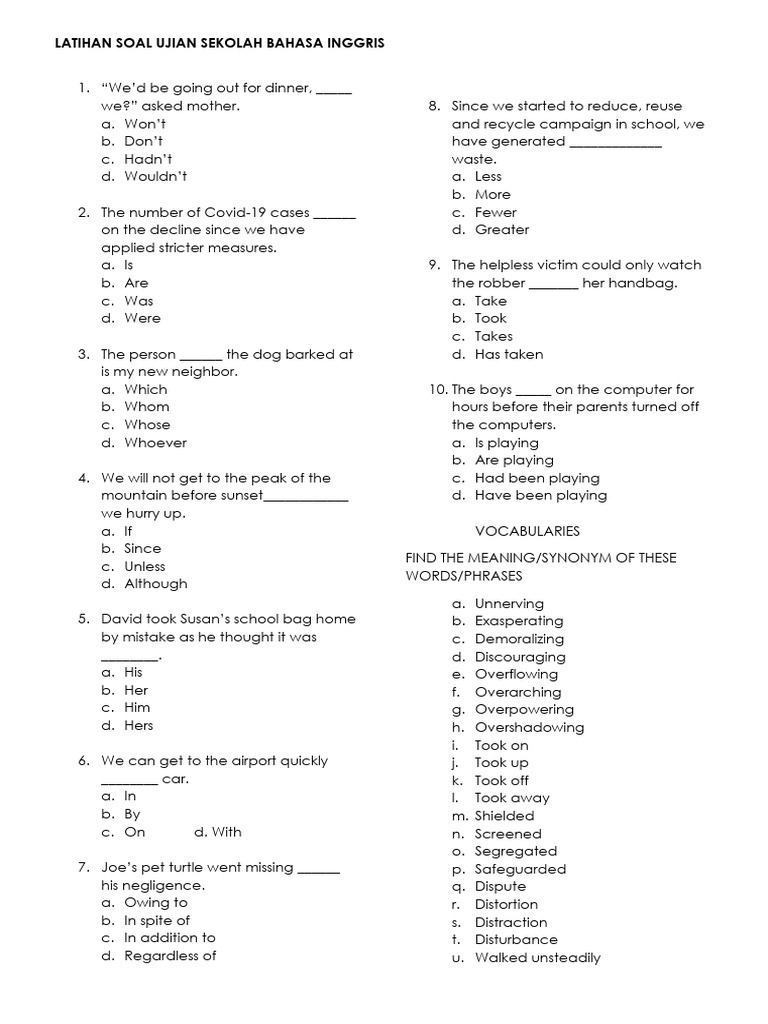 LATIHAN Soal Us Bahasa Inggris Kelas 6 2122 | PDF | Sharks | Great ...