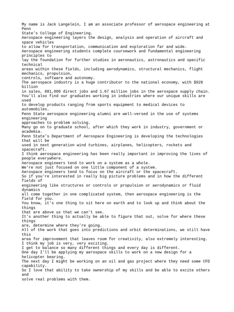 Overview of Aerospace Engineering | PDF | Aerospace Engineering ...