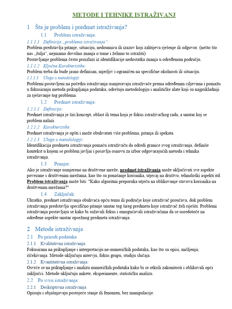 Metode I Tehnike Istraživanja | PDF