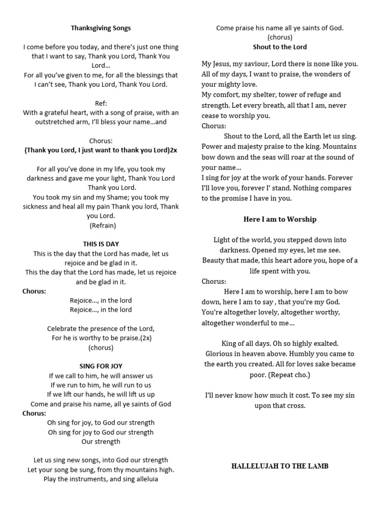 Youth Jamboree Songs | PDF | Glory (Religion) | God