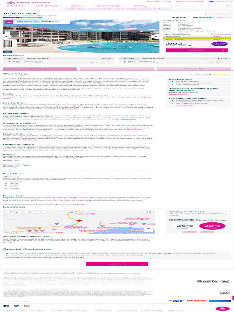 TUI BLUE Nevis in Sunny Beach - First Choice | PDF | Menu | Spa