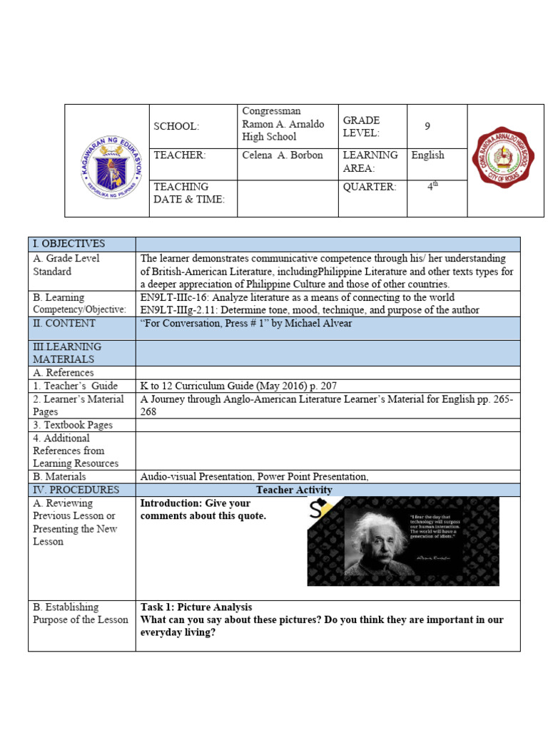 Lesson PLan Day 1 | PDF | Communication | Graphics