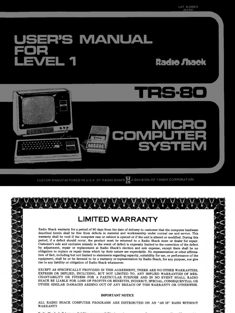 Level 1 Users Manual 1977 David Lien | PDF