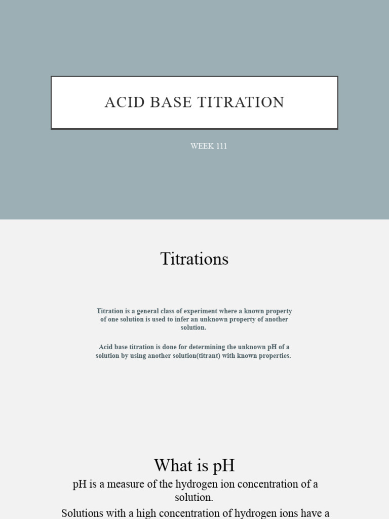 Acid Base Titration | PDF | Titration | Chemistry