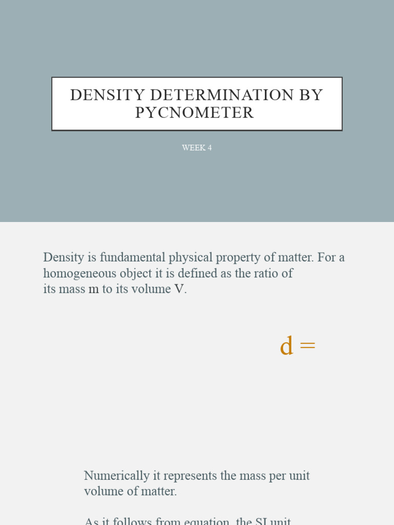 density determination | PDF | Density | Temperature