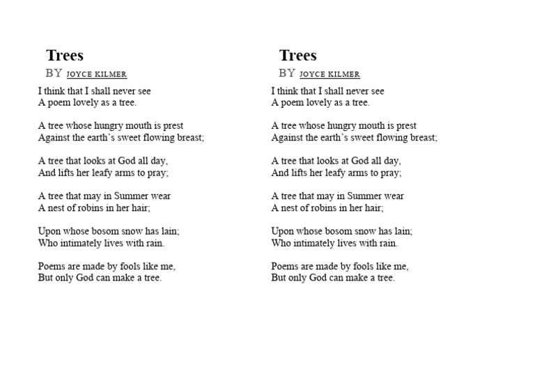 Trees by Joyce Kilmer | PDF | Home & Garden