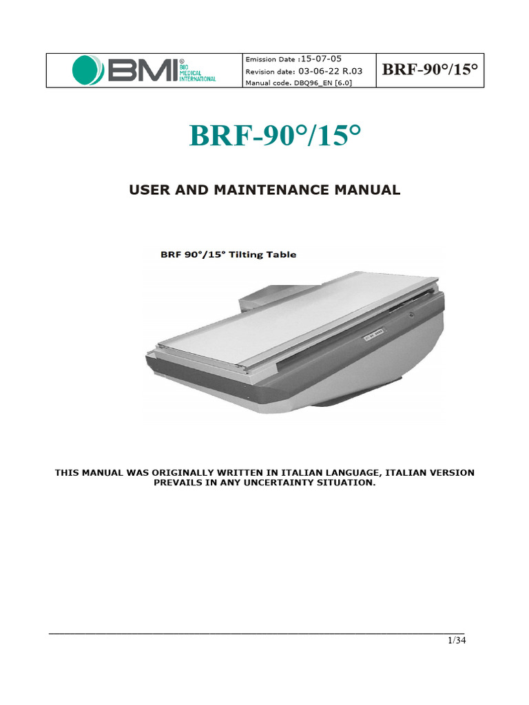 BRF 90°15° - User Manual ENG | PDF | X Ray | Mains Electricity