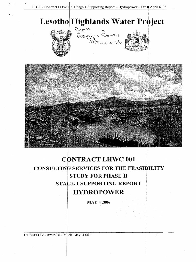 Lesotho Highlands Water Project Feasibility Study For Phase II | PDF