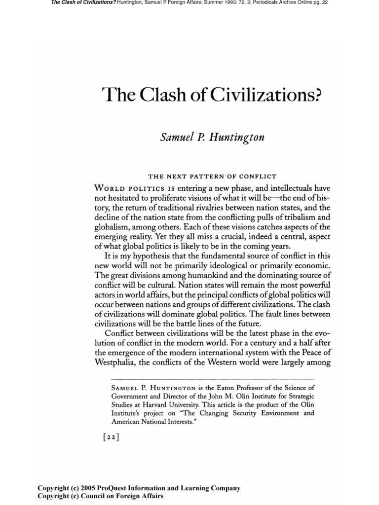 Clash of Civilization - Huntington | PDF