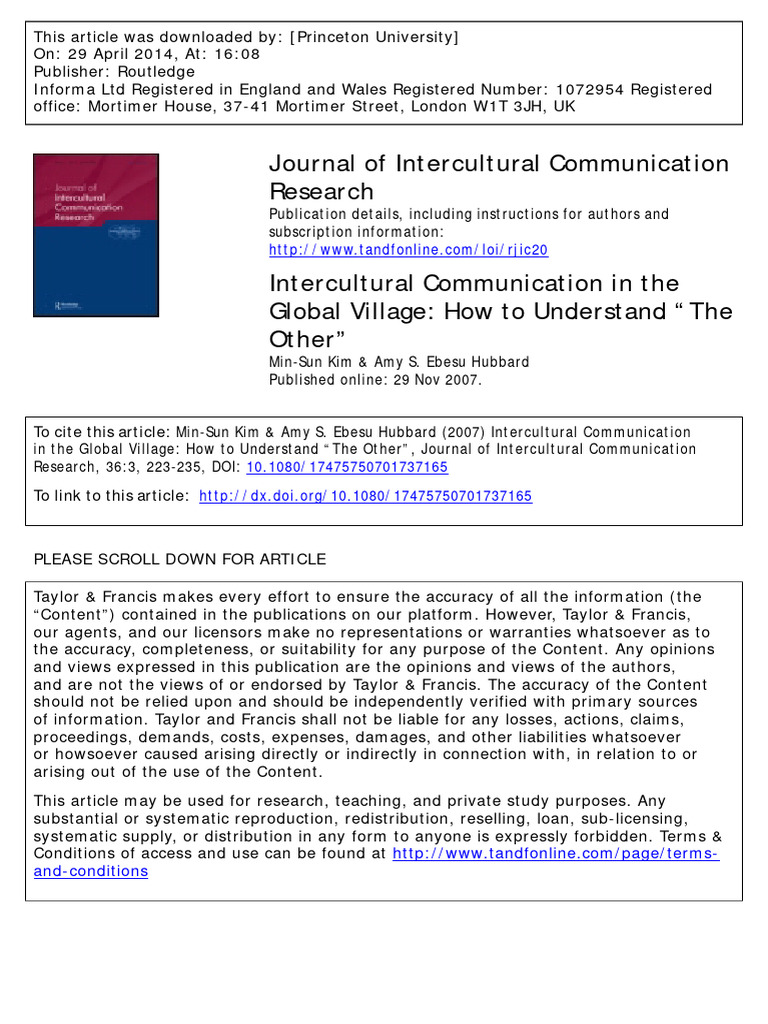 Intercultural Communication in The Global Village | PDF | Communication ...