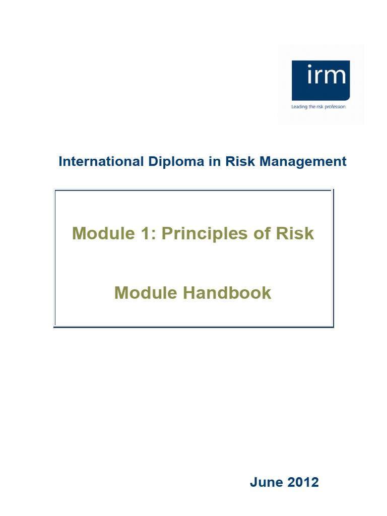 Module 1: Principles of Risk: International Diploma in Risk Management | PDF | Risk | Risk ...