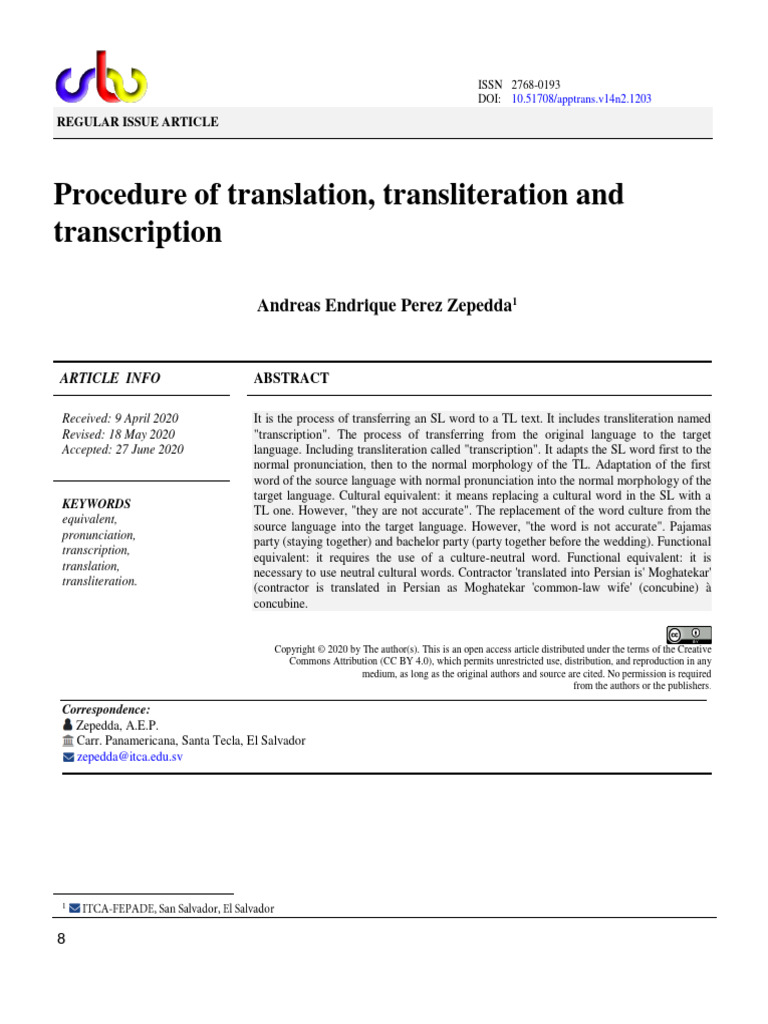 Procedure of Translation Transliteration 01c48307 | PDF | Translations | Linguistics
