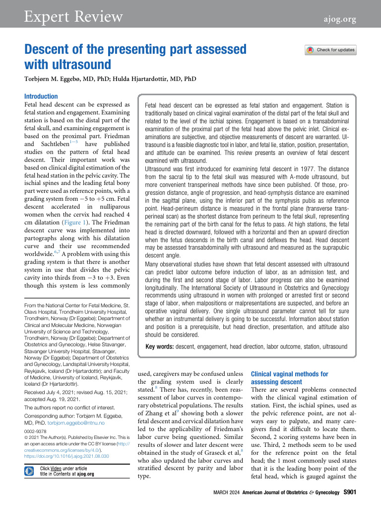 Descent of The Presenting Part Assessed With Ultra | PDF | Childbirth ...