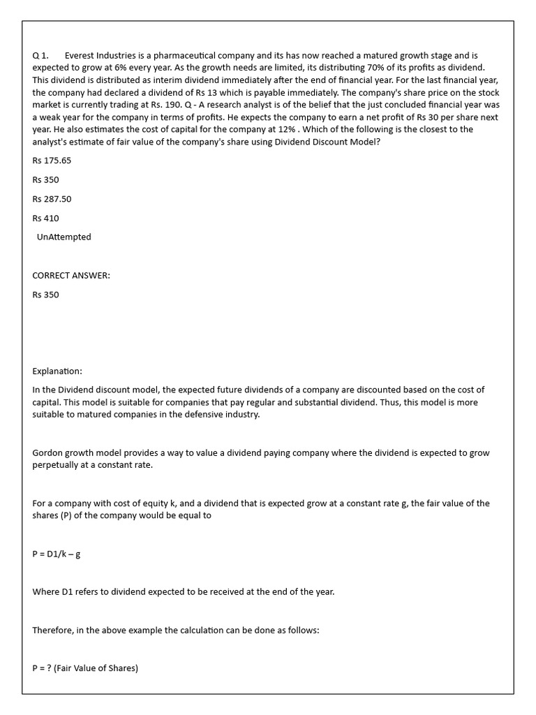 NISM Case Study | Download Free PDF | Dividend | Stocks