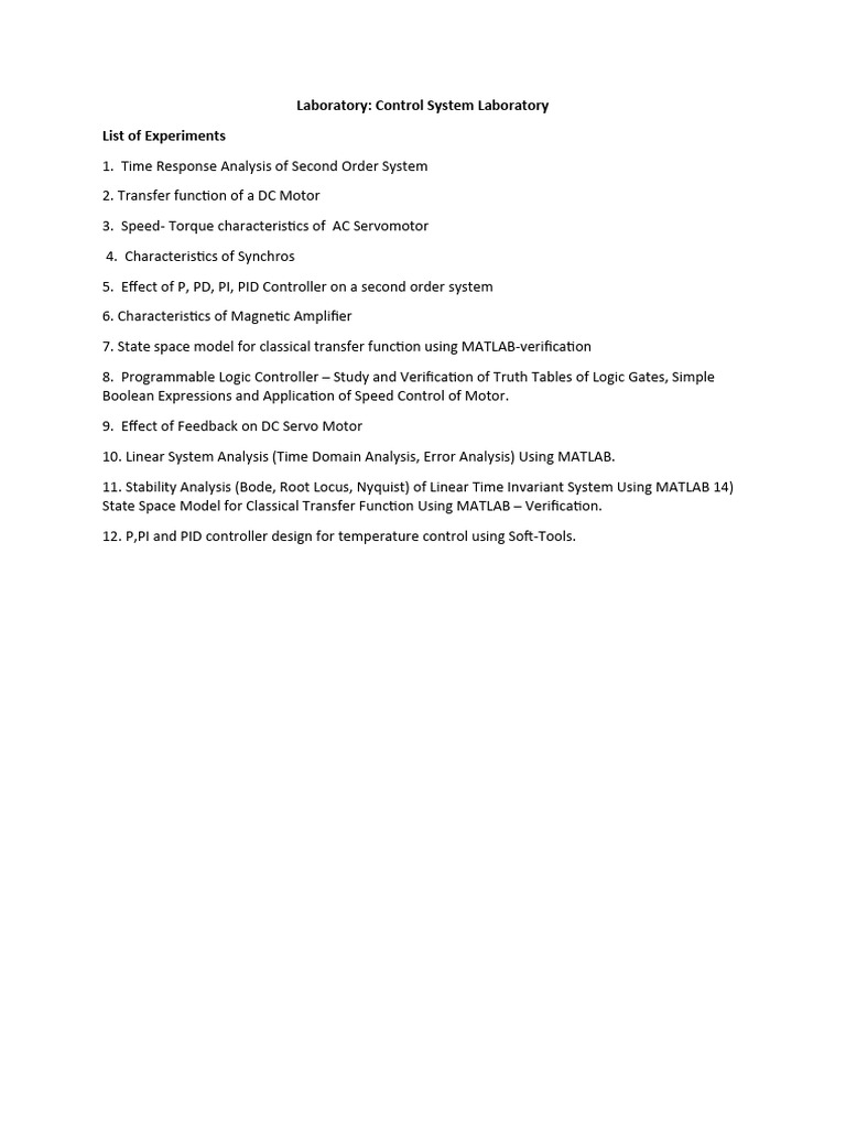 Control Systems Lab | PDF