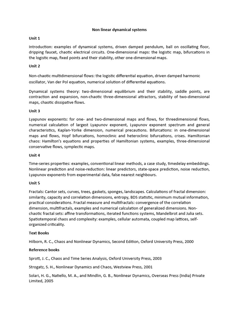 Non Linear Dynamical Systems | PDF | Chaos Theory | Dynamical System