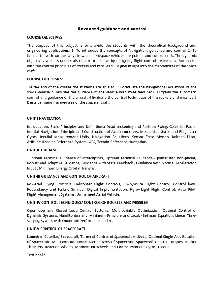 Advanced guidance and control | PDF | Guidance System | Flight