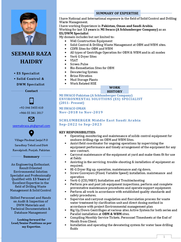 Seemab Raza-ES Specialist CV | PDF